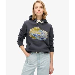 Superdry Damen Tokyo Hoodie mit Vintage-grafiklogo Dunkelgrau - Gr&ouml;&szlig;e: 36 2102622501769PIJ030