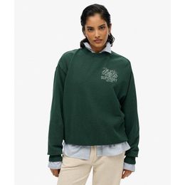 Superdry Damen Lockeres Lo-fi Outdoor Sweatshirt mit Rundhalsausschnitt Gr&uuml;n - Gr&ouml;&szlig;e: 42 210262350067927E020
