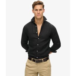 Superdry Herren L&auml;ssiges Leinen-langarmhemd Schwarz - Gr&ouml;&szlig;e: L 104100950051902A003