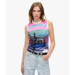 Superdry Damen Sub Oberteil mit Print Wei&szlig; - Gr&ouml;&szlig;e: 36 21030260005782VP030