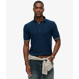 Superdry Herren Kurz&auml;rmeliges Strick-polohemd mit Struktur Marineblau - Gr&ouml;&szlig;e: L 1040808000198G9Y003