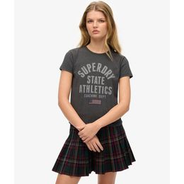 Superdry Damen Athletic Grafik T-shirt in Schmaler Passform Dunkelgrau - Gr&ouml;&szlig;e: 36 210242150225600Q030