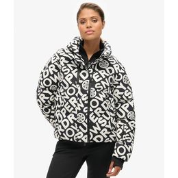 Superdry Damen Gesteppt Kastenf&ouml;rmige Ski Jacke, Schwarz & Wei&szlig; - Gr&ouml;&szlig;e: 36 20823211000752TJ030