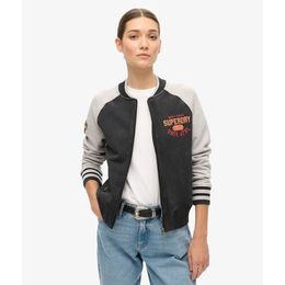 Superdry Damen College Bomberjacke aus Jersey mit Schriftzug-grafik Schwarz - Gr&ouml;&szlig;e: 36 210262300073302A030
