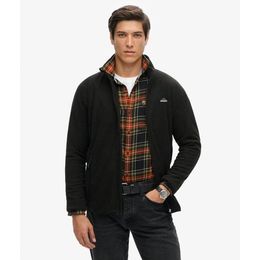 Superdry Herren Gesticktes Logo Polar Fleece Rei&szlig;verschlussjacke, Schwarz - Gr&ouml;&szlig;e: S 104060750084802A001