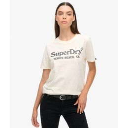 Superdry Damen Creme Metallic Venue Relaxed T-Shirt, Gr&ouml;&szlig;e: 42 21024215021322BC020