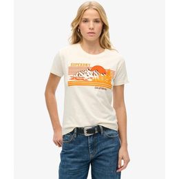Superdry Damen Creme Figurbetontes Outdoor-T-Shirt Gestreift, Gr&ouml;&szlig;e: 38 2102421502203OO3017