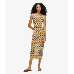 Superdry Damen Midi-strickkleid mit Zickzackmuster Green - Gr&ouml;&szlig;e: 38 2144236000779F4W017