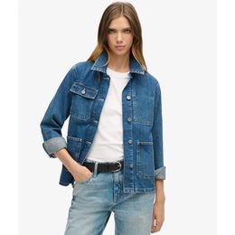 Superdry Damen Denim Chore Jacke Blau - Gr&ouml;&szlig;e: 38 20822170005942FZ017