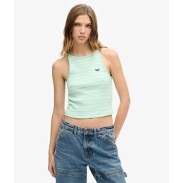 Superdry Damen Gestreiftes Essential Logo Racer-tanktop Gr&uuml;n - Gr&ouml;&szlig;e: 14-16 21030260005582IT780