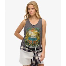 Superdry Damen Psych Surf Racer-tanktop mit Grafik Dunkelgrau - Gr&ouml;&szlig;e: 44 210302600059900Q025