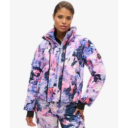 Superdry Damen Gesticktes Logo Kastenf&ouml;rmige Ski-Steppjacke, Lila & Rosa - Gr&ouml;&szlig;e: 40 20823211000752TM019
