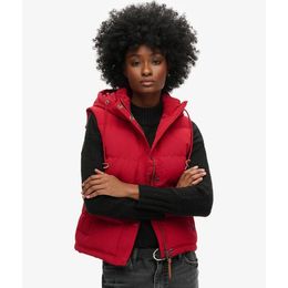 Superdry Damen Rot Everest Steppweste mit Kapuze, Gr&ouml;&szlig;e: 40 208222050007017I019