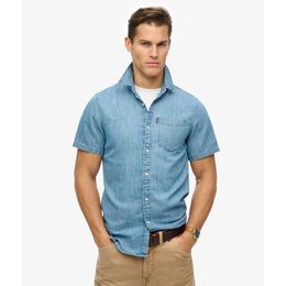 Superdry Herren Essential Kurzarm-jeanshemd Blau - Gr&ouml;&szlig;e: L 1041009000217LX1003