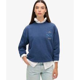 Superdry Damen Luxuri&ouml;ses, Lockeres Sweatshirt in Metallic-optik Dunkelblau - Gr&ouml;&szlig;e: 44 2102623500653C2Y025
