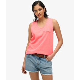 Superdry Damen Essential Logo Tanktop mit St&uuml;ckf&auml;rbung Cream - Gr&ouml;&szlig;e: 34 21030260006129SD028