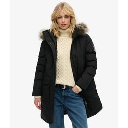 Superdry Damen Everest Parka mit Kunstfellbesatz Schwarz - Gr&ouml;&szlig;e: 36 208221850058602A030