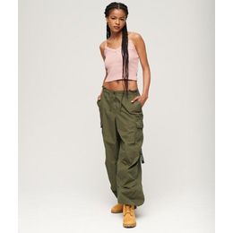 Superdry Damen Weit Geschnittene Parachute Hose Gr&uuml;n - Gr&ouml;&szlig;e: S/M 2123631500147GPA095