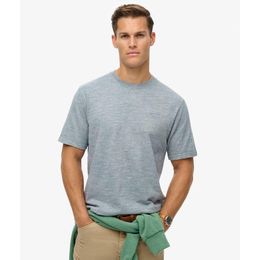 Superdry Herren Blau &Uuml;berf&auml;rbtes, Strukturiertes Und Meliertes T-Shirt, Gr&ouml;&szlig;e: L 1040405000716TEB003