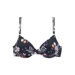 Sunseeker Damen Bügel-Bikini-Top "Bettie", schwarz, Gr. 42, bedruckt, floral, Microfaser, Polyamid, Bikini-Oberteile, mit Doppelträgern