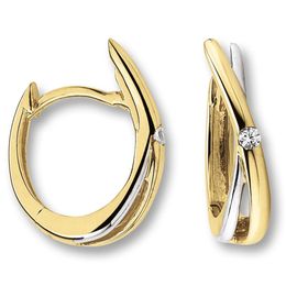 ONE ELEMENT Damen Paar Creolen "Zirkonia Ohrringe Creolen aus 333 Gelbgold", Damen,mit Zirkonia, Gelbgold 333 Gold, gold, Gelbgold 333, Gold,