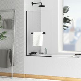 Walk-in-Dusche MARWELL, H:120cm T:70cm, schwarz, Duschwände, "Black Touch", für Badewanne, mit Handtuchhalter