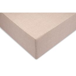 Spannbettlaken ZO HOME "Lino", beige (sandy, beige), B:90cm L:220cm, Renforc&eacute;, Obermaterial: 100% Baumwolle, Bettlaken, Spannbettlaken, Laken aus 100% Baumwolle, Leinen Optik, Print, Betttuch ab 90x200