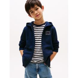 Tommy Hilfiger Jungen Kapuzensweatjacke "TOMMY FLAG HILFIGER ZIP HOODIE", blau, Gr. 80, unifarben, Sweatware, Obermaterial: 80% Baumwolle, 20%