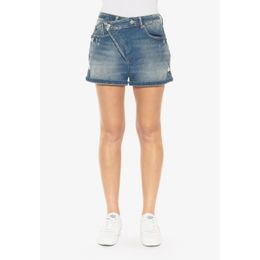 Damen Shorts "MOSTA", blau, Gr. 32, Le Temps Des Cerises, 98% Baumwolle, 2% Elasthan, Hosen, im asymmetrischen Design