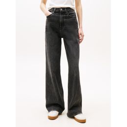 Tommy Jeans Damen Weite Jeans "Claire High Rise", schwarz, Gr. 34, unifarben, Denim/Jeans, Obermaterial: 99% Baumwolle, 1% Elasthan, Jeans, mit