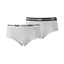 Puma Damen Panty "Puma WOMEN MINI SHORT 2P", Gr. L, grau, Jersey, Obermaterial: 57% Baumwolle, 38% Modal, 5% Elasthan, Unterhosen, schmaler