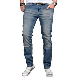 Herren Slim-fit-Jeans "ASLuca", blau, Gr. 31, Alessandro Salvarini, Destroyed-Effekte, leichte Abriebeffekte, Denim/Jeans, Obermaterial: 98%