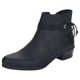 Rieker Damen Stiefelette, Gr. 39, schwarz, Lederimitat, Schuhe, Blockabsatz, Ankleboots mit Zierbändern