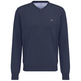 Fynch-Hatton Herren Strickpullover "Fynch-Hatton Pullover mit V-Kragen", blau, Gr. XXXL, unifarben, Strick, Obermaterial: 100% Baumwolle, Pullover,