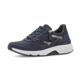 Damen Plateausneaker, Gabor Rollingsoft, Gr. 38, blau, Glattleder, Lackleder, Nubukleder, Schuhe, Schnürschuh, Halbschuh mit der typischen