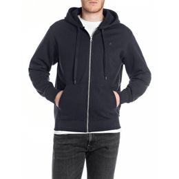 Replay Herren Kapuzensweatjacke, blau, Gr. XL, unifarben, Sweatware, Obermaterial: 80% Baumwolle, 20% Polyester, Sweatjacken