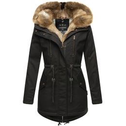 Navahoo Damen Winterjacke "Diamond", schwarz, Gr. M, Obermaterial: 100% Baumwolle; Innenseite: 100% Polyester; Fellimitat: 100% Polyacryl, Jacken,
