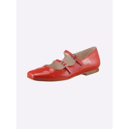 Heine Damen Ballerina, Gr. 39, rot, Lackleder, Leder, Rindsleder, Schuhe