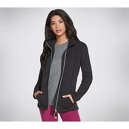 Skechers Damen Sweatjacke, schwarz, Gr. M, Obermaterial: 62% Polyester, 35% Baumwolle, 3% Elasthan, Sweatjacken