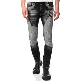 Rusty Neal Herren Straight-Jeans "URUMA", schwarz, Gr. 29, mehrfarbig, 98% Baumwolle, 2% Elasthan, Jeans, mit trendigen Zierelementen