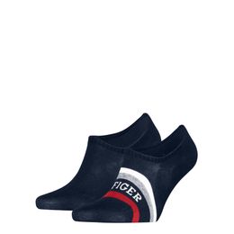 Tommy Hilfiger Herren F&uuml;&szlig;linge "TH MEN FOOTIE 2P HILFIGER TAB", Gr. 43, blau, Baumwolle, Elasthan, Polyamid, gestreift, unifarben mit Farbeinsatz,