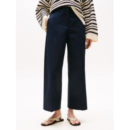 Tommy Hilfiger Damen Chinohose "COTTON WIDE LEG ANKLE CHINO PANT", blau, Gr. 44, unifarben, Web, Obermaterial: 65% Baumwolle, 33% Lyocell, 2%