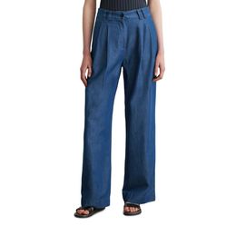 Marc O'Polo Chinohose MARC O'POLO "mit TENCEL&trade; Lyocell", Damen, Gr. 36, Normalgr&ouml;&szlig;en, blau (medium blau), Obermaterial: 82% Baumwolle, 18% Lyocell, unifarben, weit lang, Hosen Chinohose