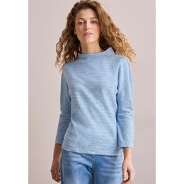 Cecil Damen 3/4-Arm-Shirt, blau, Basic, Gr. L, gestreift, Stoff, 65% Polyester, 32% Viskose, 3% Elasthan, Shirts, mit 3/4 &Auml;rmeln