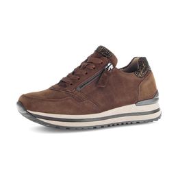 Gabor Damen Keilsneaker "Turin", Gr. 36, braun, Leder, Ziegenveloursleder, Schuhe, Freizeitschuh, Halbschuh, Schn&uuml;rer, gepolsterter Schaftrand,