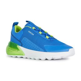 Geox Mädchen Slip-On Sneaker "J ACTIVART ILLUMINUS", Gr. 24, blau, Synthetik, Textil, kontrastfarbene Details, Schuhe, mit cooler Blinkfunktion