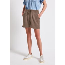 Street One Damen Shortsmute mocha, Gr. 42, unifarben, Web, 100% Baumwolle, Hosen, Middle Waist