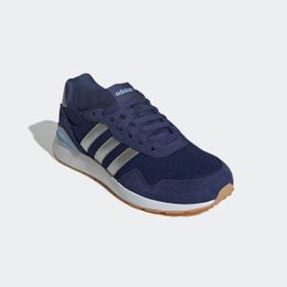 Sneaker adidas Sportswear "RUN 60S 4.0", Gr. 43, silber (dunkelblau, silber metallic, glow blau), Leder, Textil, Sportlich, Schuhe