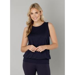 Shirttop Base Level "Yasmin", Damen, Gr. 46, blau (marine), Jersey, Obermaterial: 94% Viskose, 6% Elasthan, unifarben, figurumspielend h&uuml;ftlang, Rundhals, Tops Shirttop, 1-Kopfverschluss im Nacken