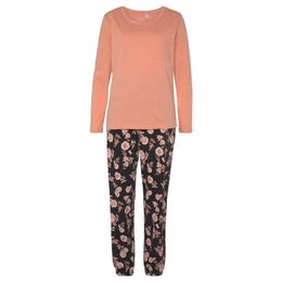 Vivance By Lascana Pyjama 'Dreams' Damen Gr&ouml;&szlig;e XS/S apricot / pfirsich / schwarz Sommerkleid